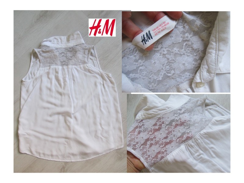 H &; M bela košulja sa čipkom vel. 9-10 god.