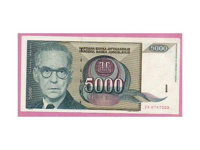 1992. - UNC ZAMENSKA 5000 DINARA