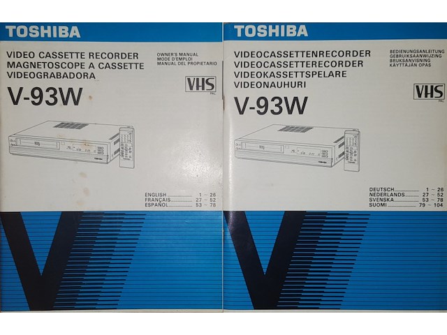 Uputstvo Za Video Rekorder `Toshiba` V-93W