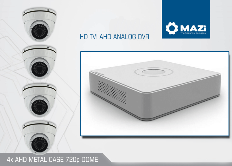 MAZi TVI/AHD/ANALOG HD DVR 25fps sa 4x AHD/720p/METAL DOME!