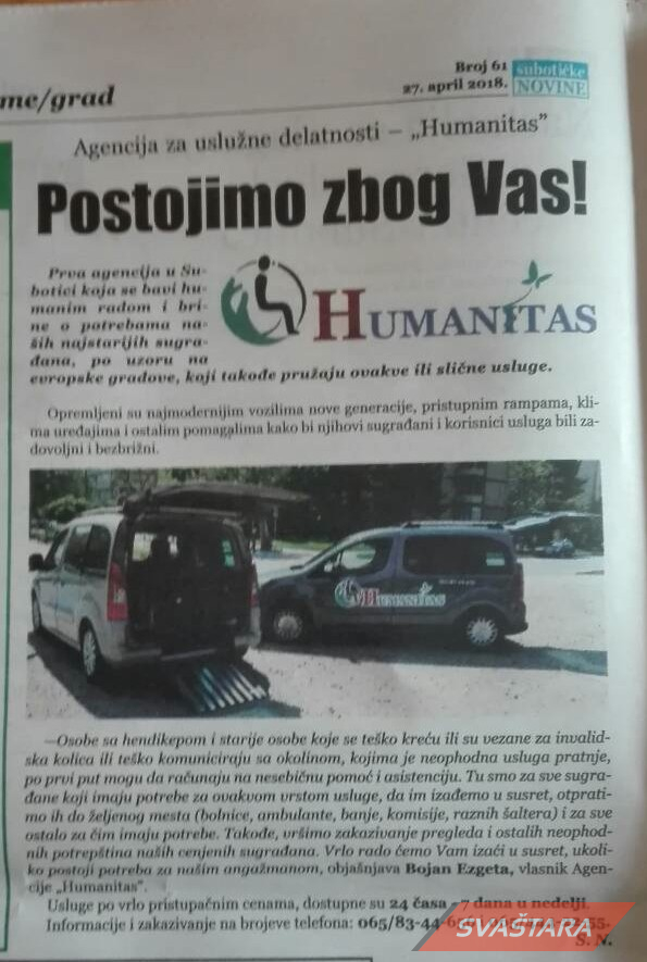 HUMANITAS prevoz pacijenata