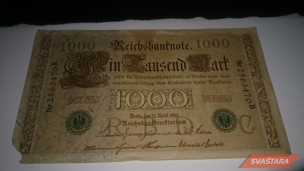 1000 maraka 1910-zelena numeracija