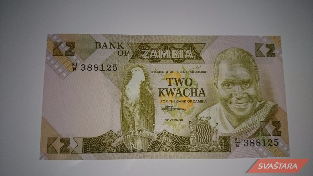 2 kwacha Zambija UNC