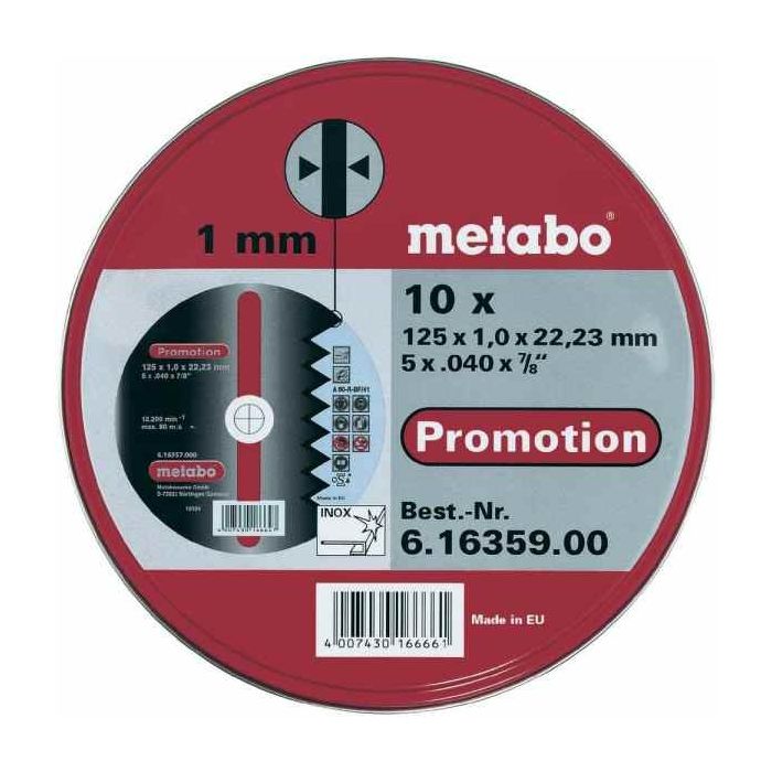 Set 10 reznih ploča Ø125x1mm metal/inox Metabo