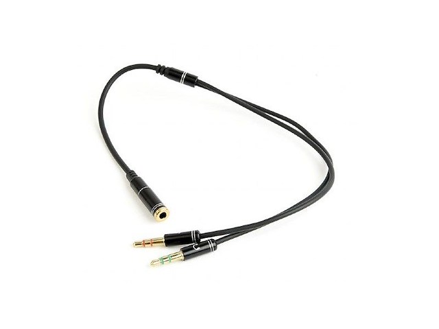 CCA-418M Gembird 3.5mm Headphone Mic Audio Y Splitter Cable Female to 2x3.5mm Male adapter, Metal