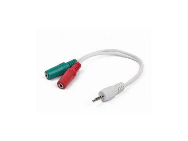CCA-417W Gembird 2x 3.5 mm(slusalice i mikrofon) adapter na 1x 3.5mm(4 pin) cable, 0.2 m beli