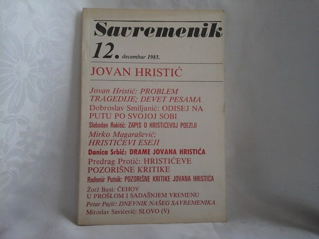 Savremenik 12 decembar 1983 Jovan hristić