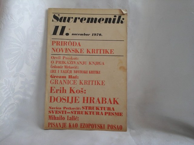 Savremenik 11 novembar 1970 priroda novinske kritike