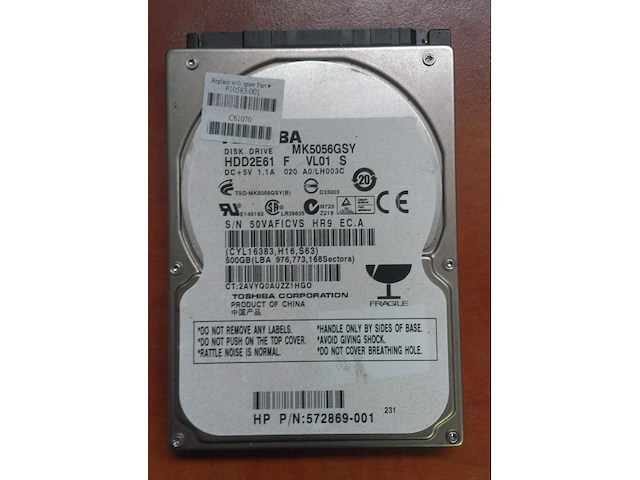 HDD (062) Tochiba MK5056GSY 500 Gb - Sata