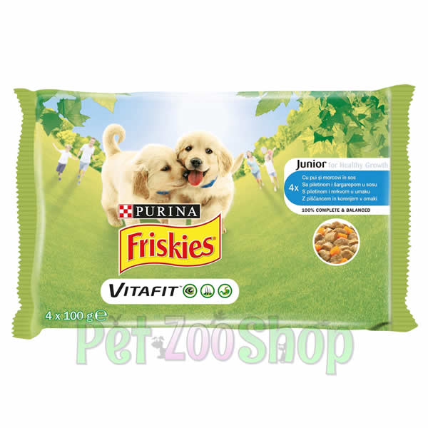 Friskies Multipack za Štenad JUNIOR Piletina i Šargarepa u Sosu, 4x85g