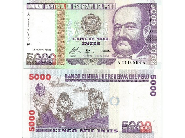 Peru 5000 intis 1988. UNC