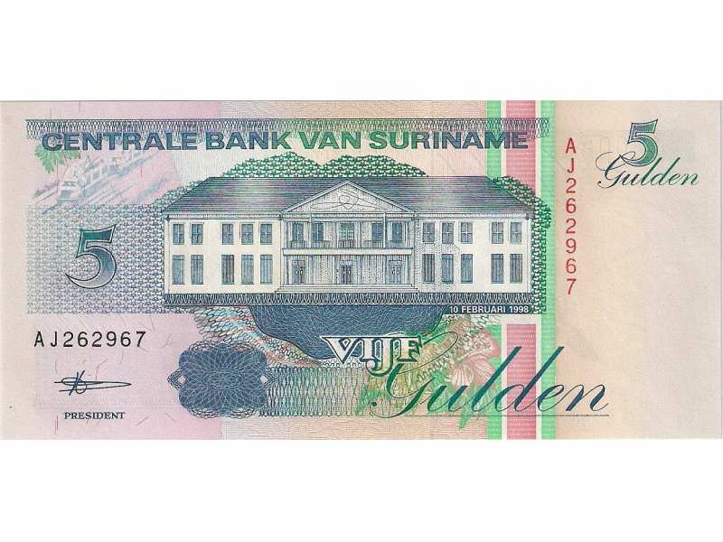 SURINAME Surinam 5 GULDEN 1998. UNC