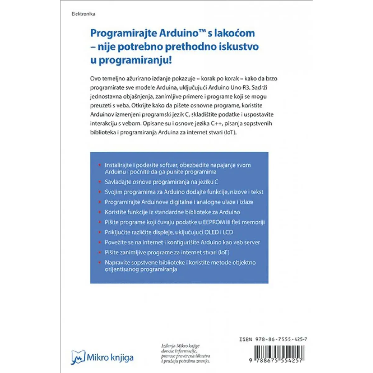 ARDUINO UVOD U PROGRAMIRANJE prevod 2. izdanja