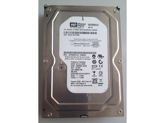 HDD WD 2500AVJS  SATA , 250GB