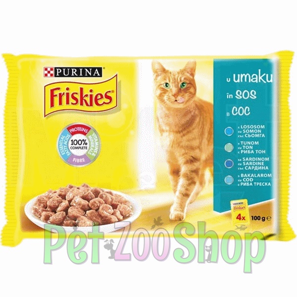 Hrana za mačke Losos/Tuna/Sardina/Bakalar u sosu FRISKIES Multipack 4x85g