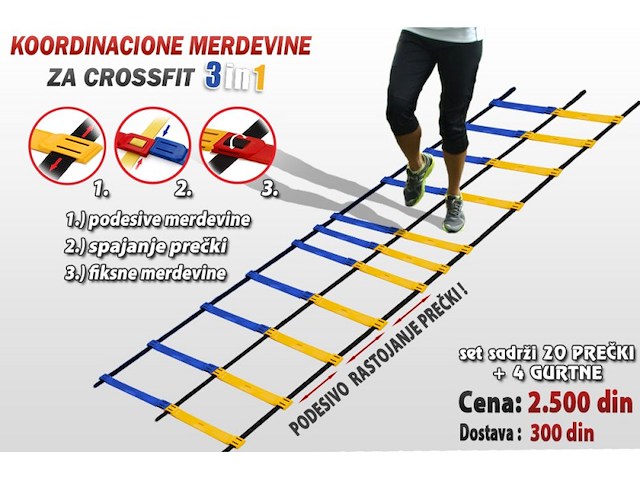 Koordinacione merdevine za crossfit 9.0m (20+4)