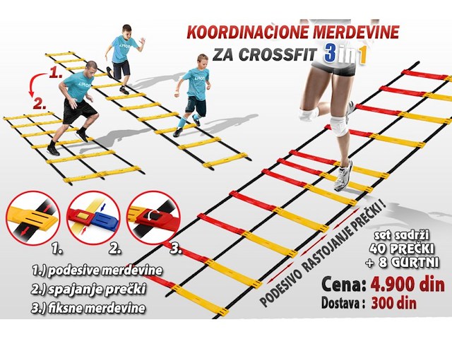 Koordinacione merdevine za crossfit 9.0m (40+8)