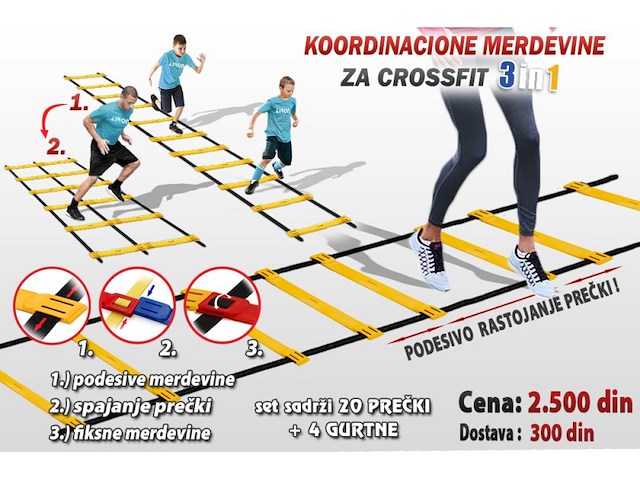 Koordinacione merdevine za crossfit 4.5m (20+4)