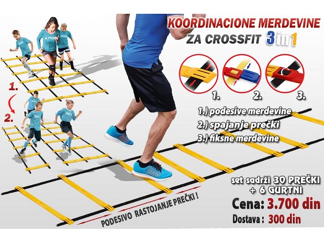 Koordinacione merdevine za crossfit 4.5m (30+6)