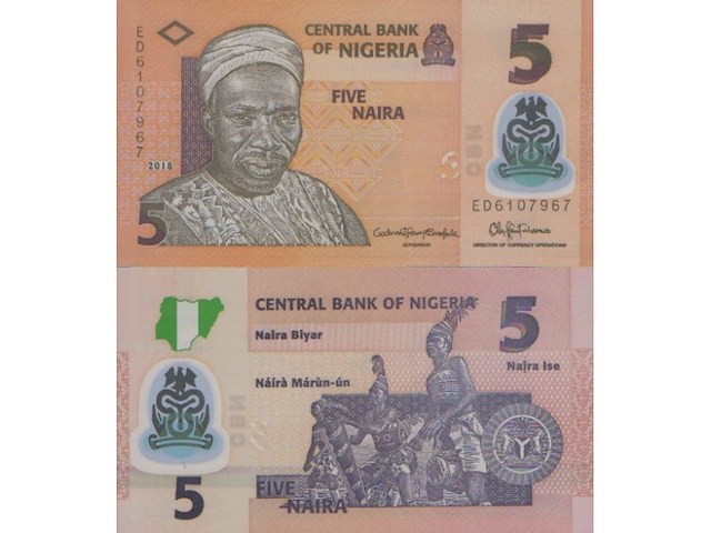 NIGERIA 5 Naira 2018 UNC, Polymer