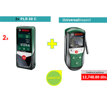 2 x Bosch digitalni laserski daljinomer PLR 50 C + POKLON Bosch inspekciona kamera UniversalInspect