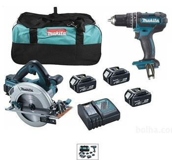 Makita set LXT DLX2140M (DHS710+DHP482+DC18RC+3xBL1840B+Torba)