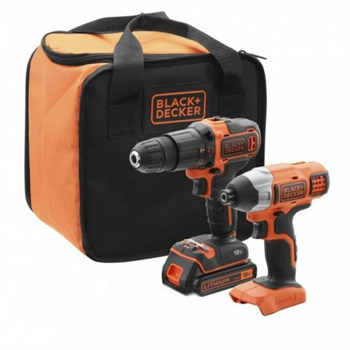 Black&Decker set akumulatorska udarna bušilica odvijač + udarni odvijač 18V 1,5Ah BCK21S1S