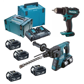 Makita set akumulatorska bušilica-čekić + bušilica DLX2136PMJ