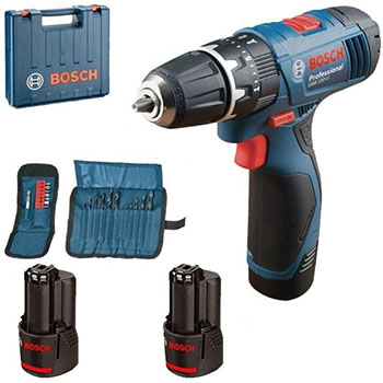 Bosch GSB 120-Li akumulatorska vibraciona bušilica-odvrtač + 11-delni set bitova + 12-delni set burgija 06019F3007