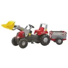 Traktor na pedale sa utovarivačem i prikolicom Rolly Junior crveni