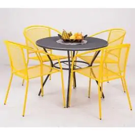 Baštenska garnitura ARKO sto + 4 stolice žute