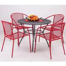 Baštenska garnitura ARKO sto + 4 stolice crvene