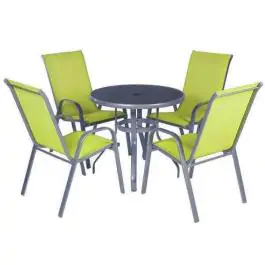 Baštenska garnitura sto sa kaljenim staklom 80mm + 4 stolice žute Sicilija