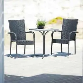 Baštenska garnitura sto 58x58 sivi + 2 GENOVA crne stolice