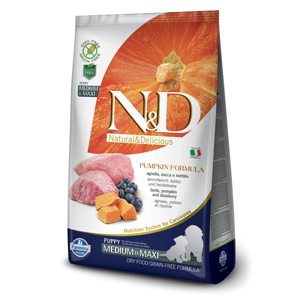 N&D Bundeva hrana za štence - Jagnjetina i borovnica (Puppy, Medium & Maxi) 12kg