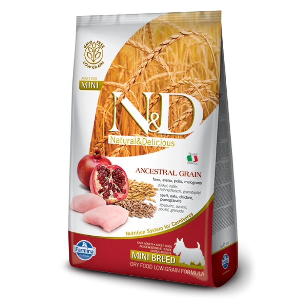 N&D hrana za pse Low Grain CHICKEN & POMEGRANATE (Adult, Mini) 800g
