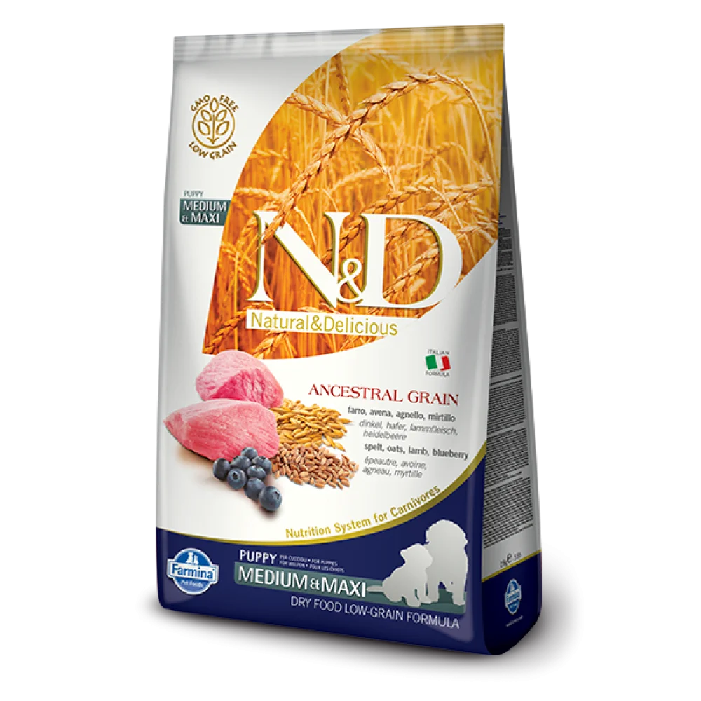 N&D hrana za pse Ancestral Grain LAMB & BLUEBERRY (Puppy, Medium & Maxi) 12kg