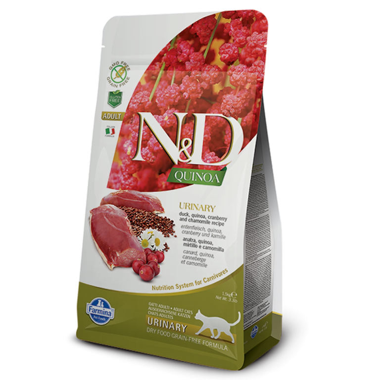 N&D Quinoa hrana za mačke - Urinary Duck Cranberry & Chamomille 300gr