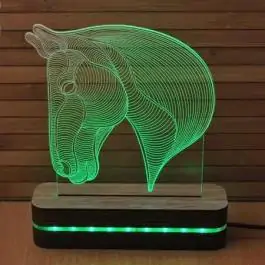 3D dekorativna lampa A004 Konj BLACK CUT