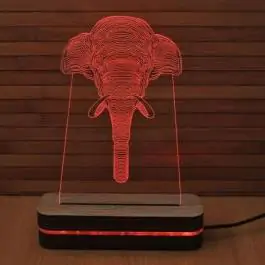 3D dekorativna lampa A007 Slon BLACK CUT