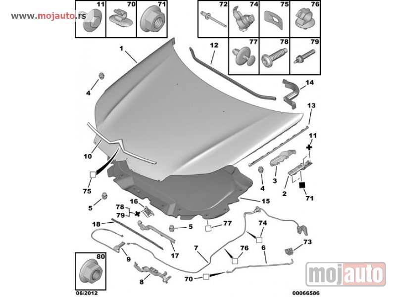 Citroen C5 III Znak Haube 08-16, NOVO