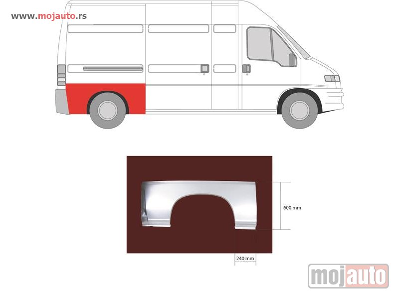 Citroen Jumper Rub Zadnji Desni Duzi Model 94-06, NOVO