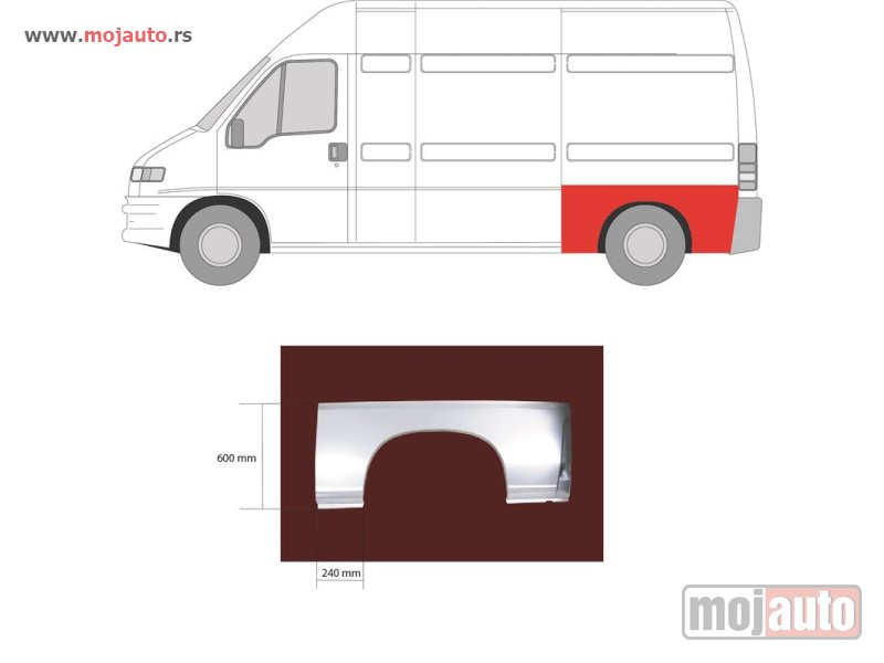 Citroen Jumper Rub Zadnji Levi Duzi Model 94-06, NOVO