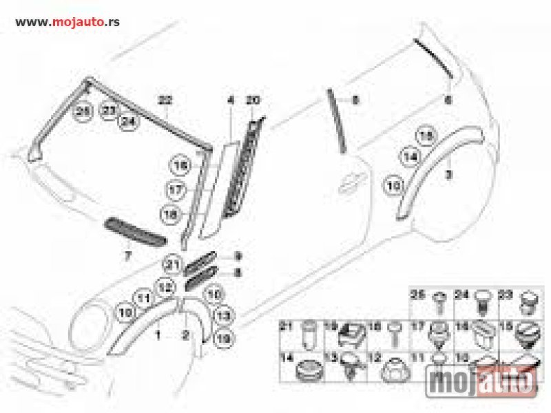 Mini Cooper Plasticni Rub Prednjeg Blatobrana Donji Desni 01-06, NOVO