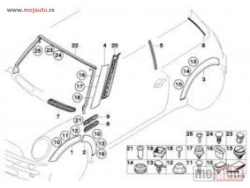 Mini Cooper Plasticni Rub Prednjeg Blatobrana Gornji Levi 01-06, NOVO