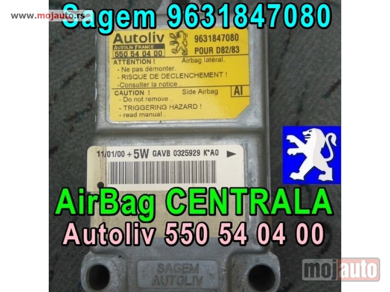 AirBag CENTRALA Autoliv 550 54 04 00 Peugeot Citroen Sagem 9631847080
