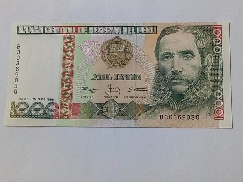 1000 Intis 1988.god - Peru - Odlicna -