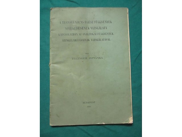 Matematička Knjiga na Mađarskom-Tillinger Istvanka-191