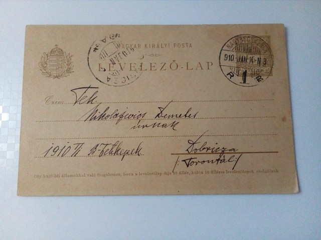 1910 NagyBeckerek(Zrenjanin)-Dobricza (P736)