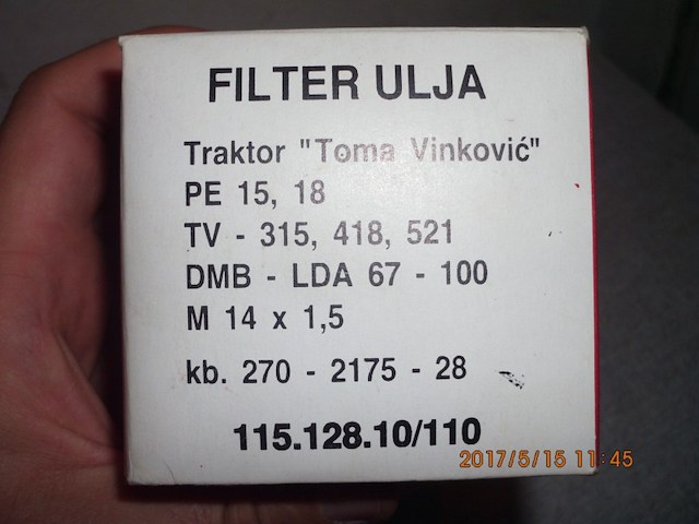 FILTER ULJA ZA TRAKTOR TOMA VINKOVIĆ